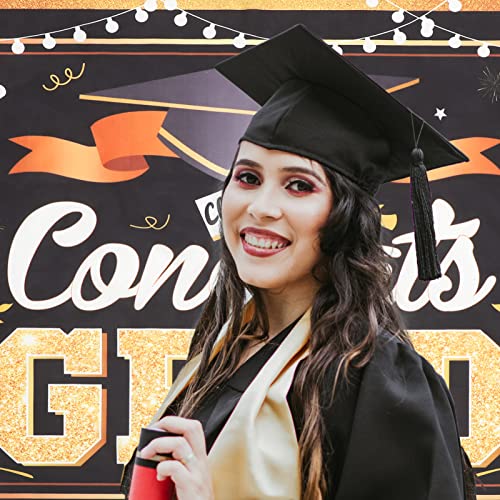 Didiseaon Graduation Backdrops for Photography 2023 Graduation Porch Sign Graduation Party Banner 2023 Graduation Backdrop Party Backdrop Curtain Gold Decor Prom Graduation Season Polyester