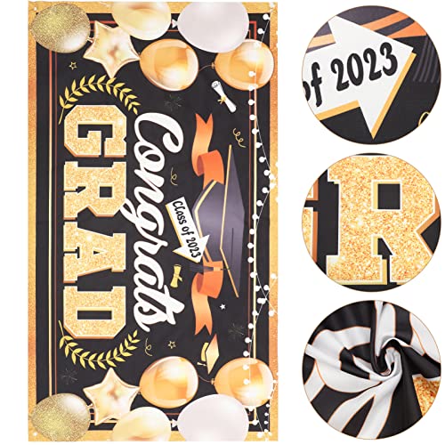 Didiseaon Graduation Backdrops for Photography 2023 Graduation Porch Sign Graduation Party Banner 2023 Graduation Backdrop Party Backdrop Curtain Gold Decor Prom Graduation Season Polyester