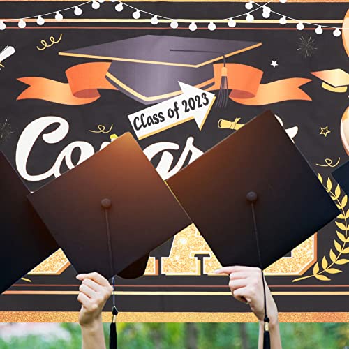Didiseaon Graduation Backdrops for Photography 2023 Graduation Porch Sign Graduation Party Banner 2023 Graduation Backdrop Party Backdrop Curtain Gold Decor Prom Graduation Season Polyester
