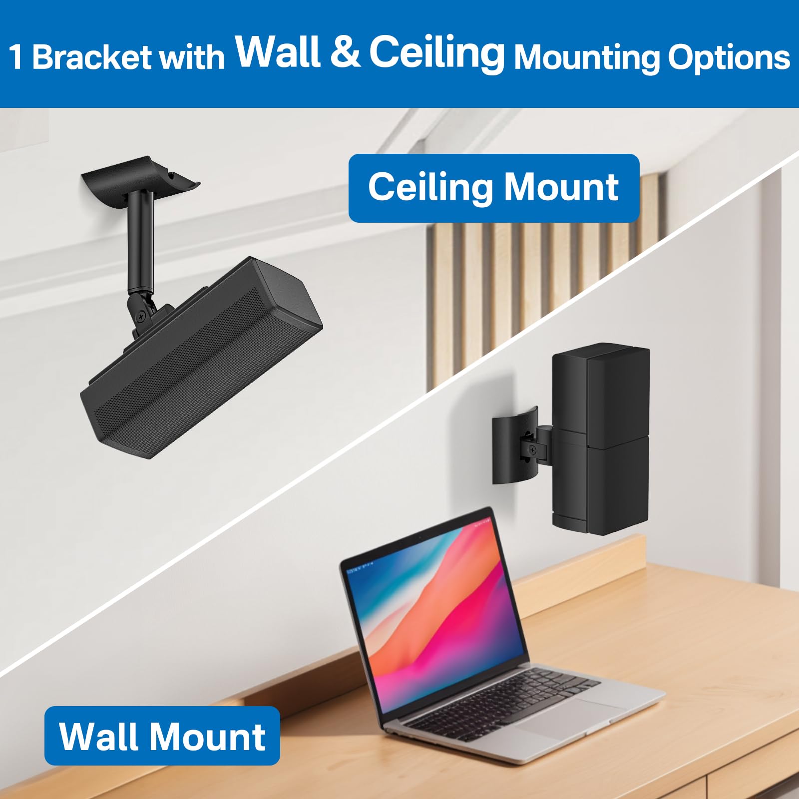 Tiebutie Angle Adjustable Speaker Wall Mount for Bose Speakers - Ceiling & Wall Mount for Bose UB-20 Series II, SoundTouch, CineMate, Lifestyle, Acoustimass, Cube Surround Speaker Bracket, 2 Pack
