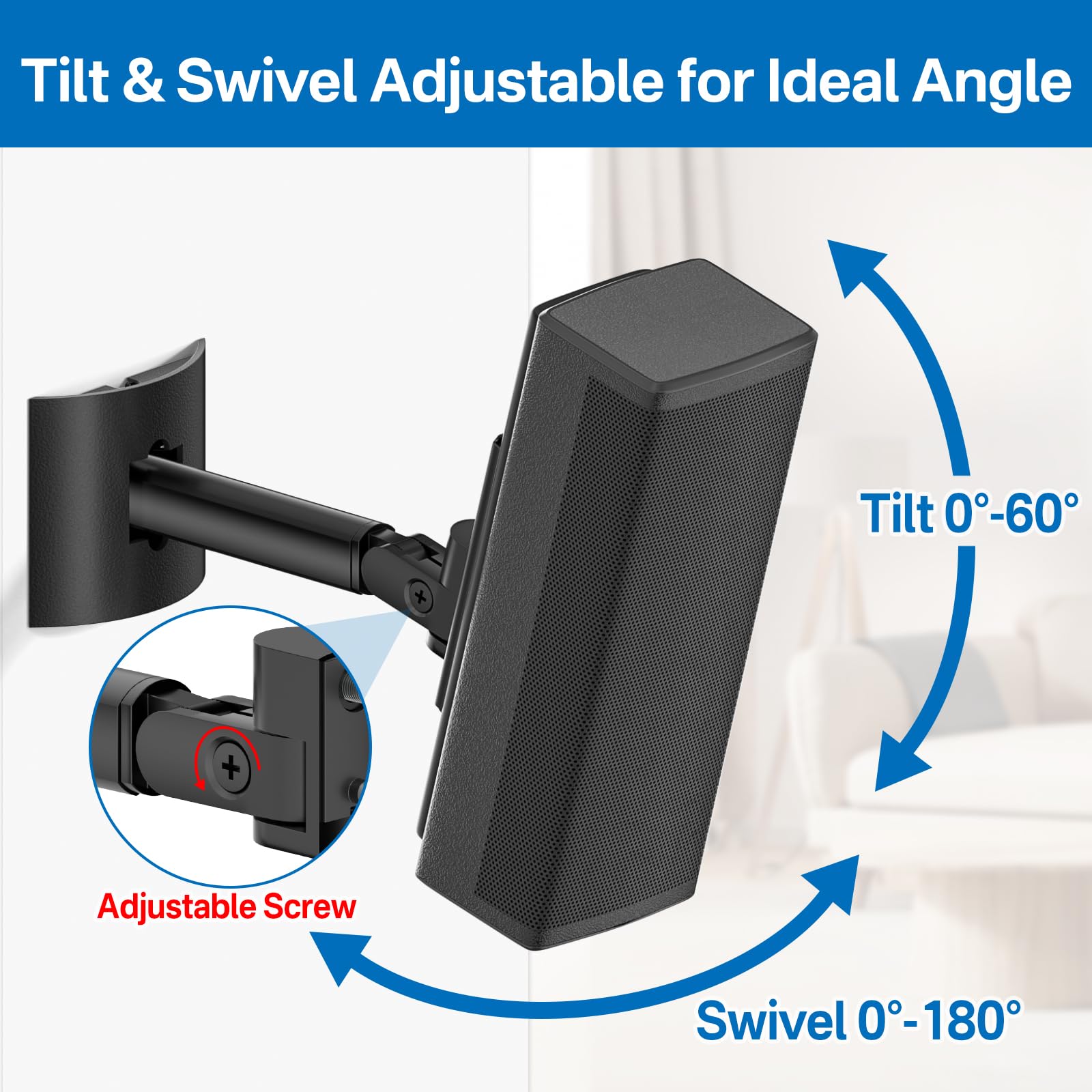 Tiebutie Angle Adjustable Speaker Wall Mount for Bose Speakers - Ceiling & Wall Mount for Bose UB-20 Series II, SoundTouch, CineMate, Lifestyle, Acoustimass, Cube Surround Speaker Bracket, 2 Pack