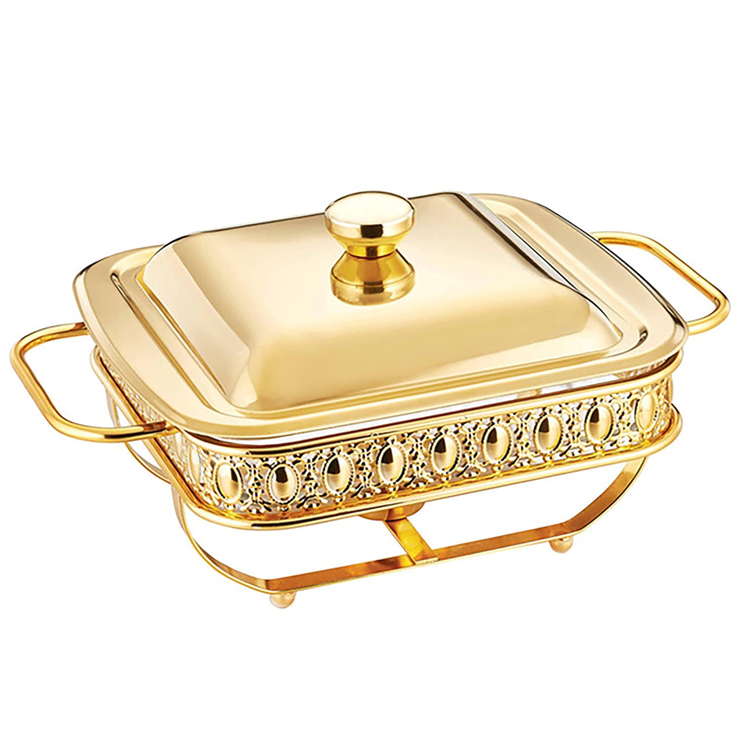 YRHH 1.8L Chafing Dish Buffet Set, Food Heating Container and Buffet Warmer Sets with Lid, Gold