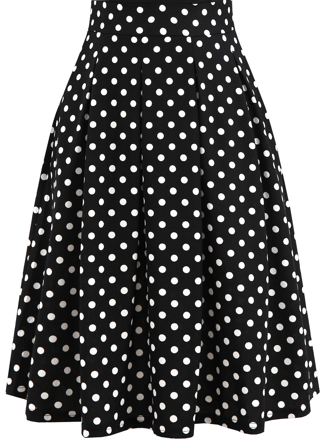 YATHON Women's Vintage Fit and Flare Cocktail Dresses Retro Black White Polka Dot Print Summer Aline Casual Work Swing Dress with Pockets (L, YT018-Black Dot)
