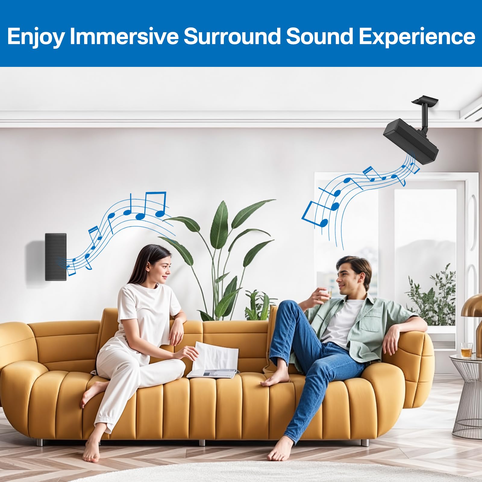 Tiebutie Angle Adjustable Speaker Wall Mount for Bose Speakers - Ceiling & Wall Mount for Bose UB-20 Series II, SoundTouch, CineMate, Lifestyle, Acoustimass, Cube Surround Speaker Bracket, 2 Pack