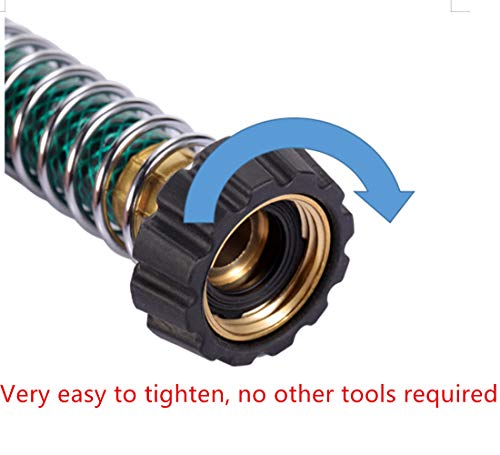 Garden Hose Coiled Spring Protector with Solid Brass Faucet Hoses Coupling Adapter Extension with Comfortable Rubberized Grip 2pcs