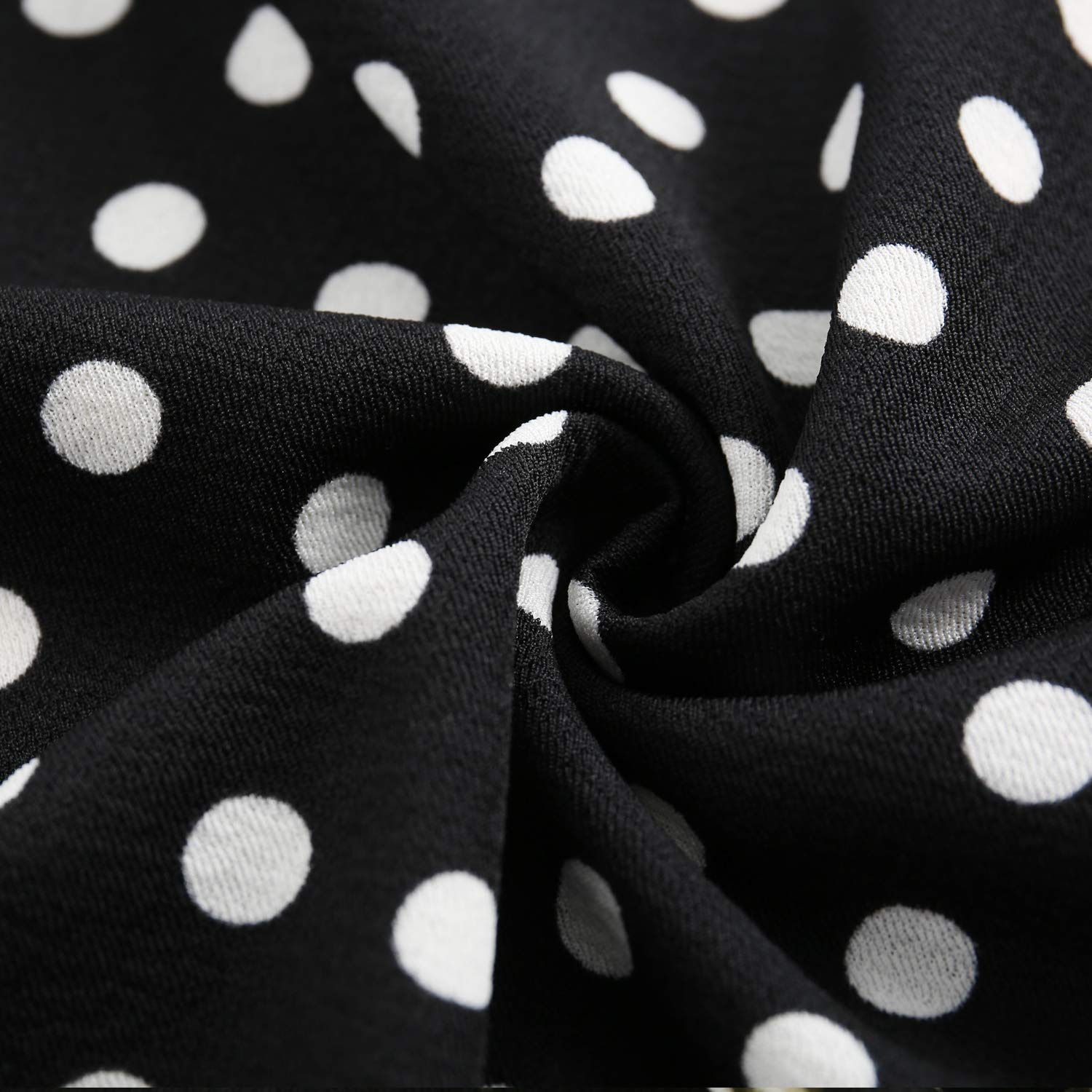 YATHON Women's Vintage Fit and Flare Cocktail Dresses Retro Black White Polka Dot Print Summer Aline Casual Work Swing Dress with Pockets (L, YT018-Black Dot)