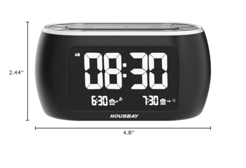 HOUSBAY Glow Small Alarm Clock Radio for Bedrooms with 7 Color Night Light, Dual Alarm, Dimmer, USB Charger, Battery Backup, Nap Timer, FM Radio with Auto-Off Timer for Bedside