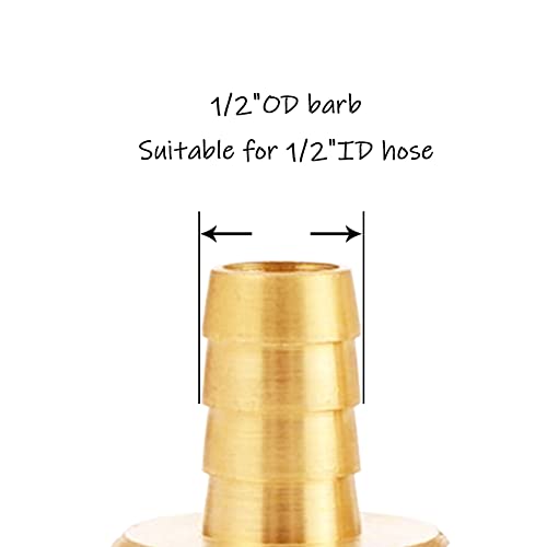 Uenede 2PCS Solid Brass 1/2" Barb x 3/4"GHT Female Garden Hose End Connector Splicer Mender Repair Fitting Include 2 Stainless Steel Clamps