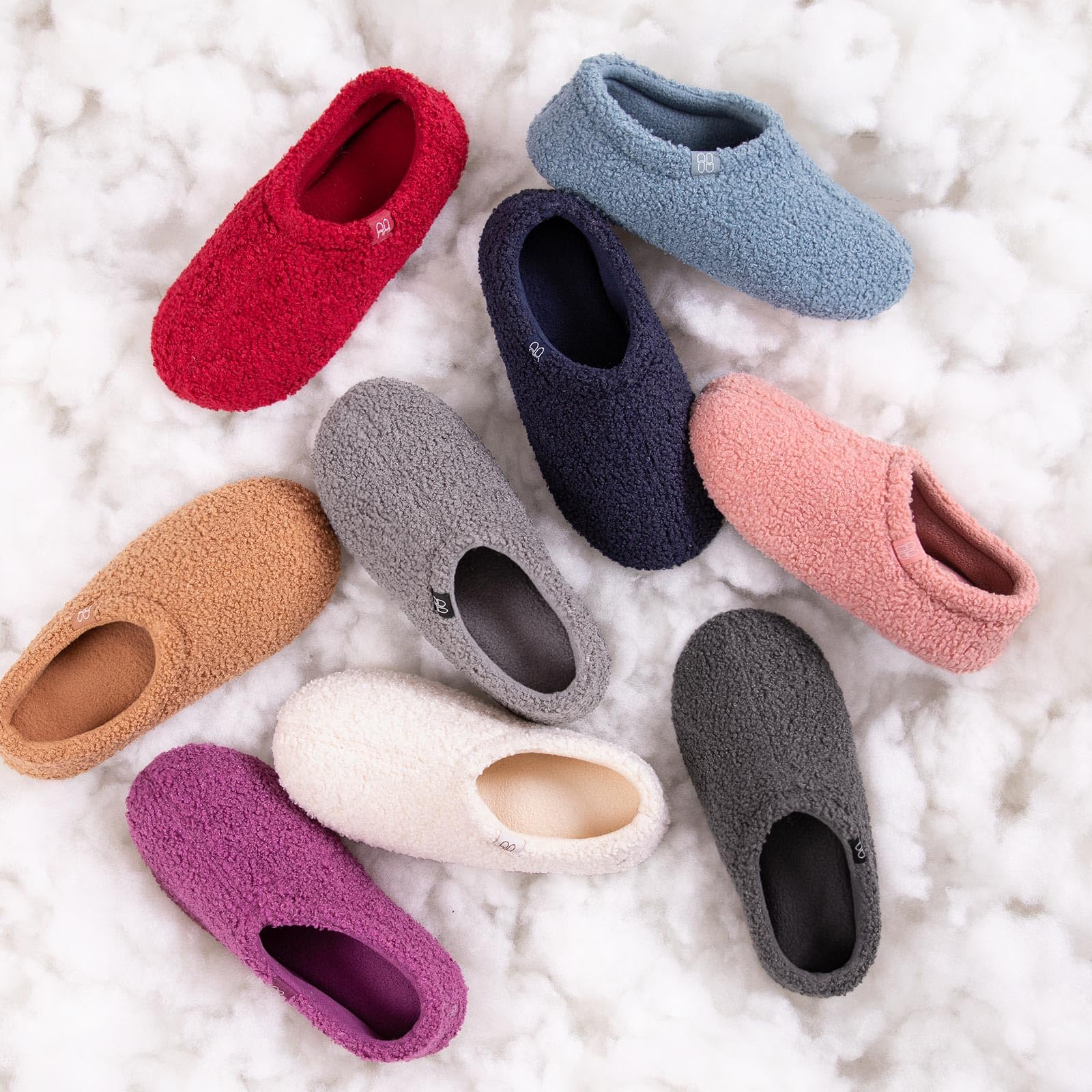 HomeTop Women's Fuzzy Curly Fur Memory Foam Loafer Slippers Bedroom House Shoes with Polar Fleece Lining (7-8 US,Dark Grey)
