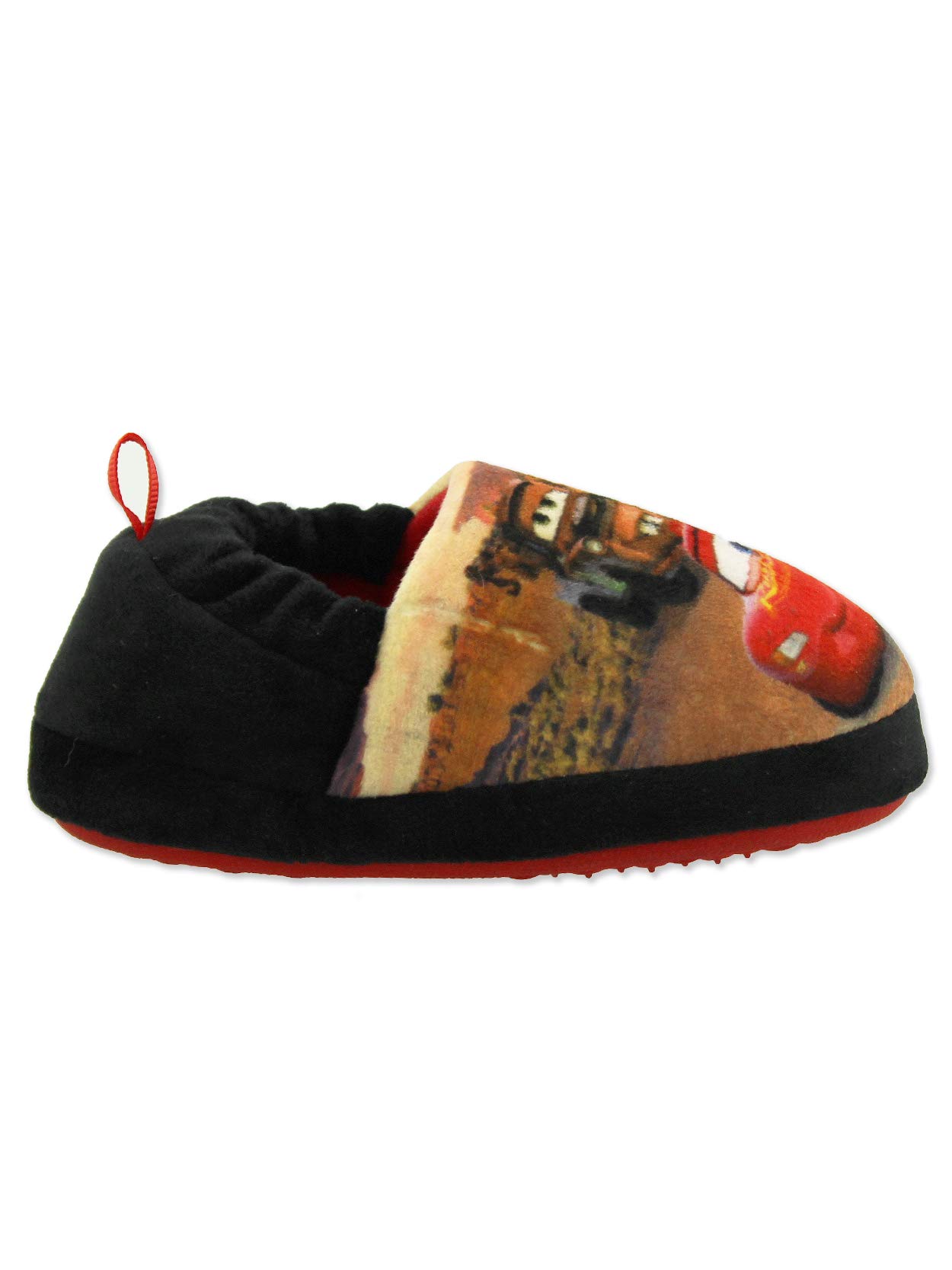 Disney Cars Lightning McQueen Tow Mater Toddler Boys Plush Aline Slippers (9-10 M US Toddler, Black/Red)
