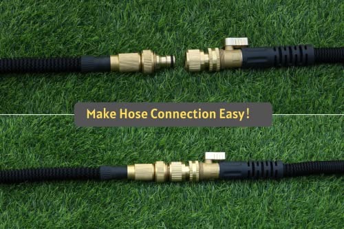 UEHICT Garden Hose Quick Connect - Quick Connect Garden Hose Fittings, Solid Brass Water Hose Quick Connect, 3/4 inch GHT, 2 Set