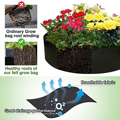 100 Gallon Large Round Grow Bag, Rusable Fabric Raised Garden Bed with 4 Handles, Thicken Breathable Non-Woven Fabric Planter Pot, Round Plant Container for Planting Vegetable Flowers Herbs (Black)