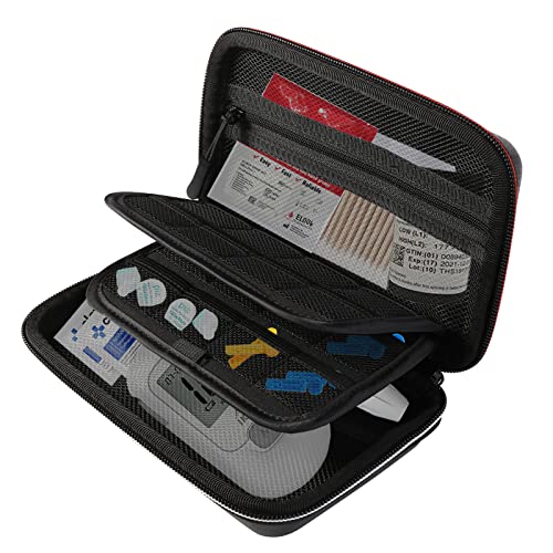 Bobrand Diabetic Supplies Travel Case Organizer Bag for Glucose Monitoring System, Blood Sugar Meter, Test Strips, Syringes, Needles, Pens, Lancets Device, Medication, Pills, Tablets Vials (Black)
