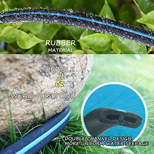 AMRITA Flat Soaker Hose Kit 100FT (25FT Pack of 4) with Brass ends , , Heavy Duty Rubber Garden Hose, Saves 70% Water for Lawn, Garden Beds. (25ft x 4 Pack)