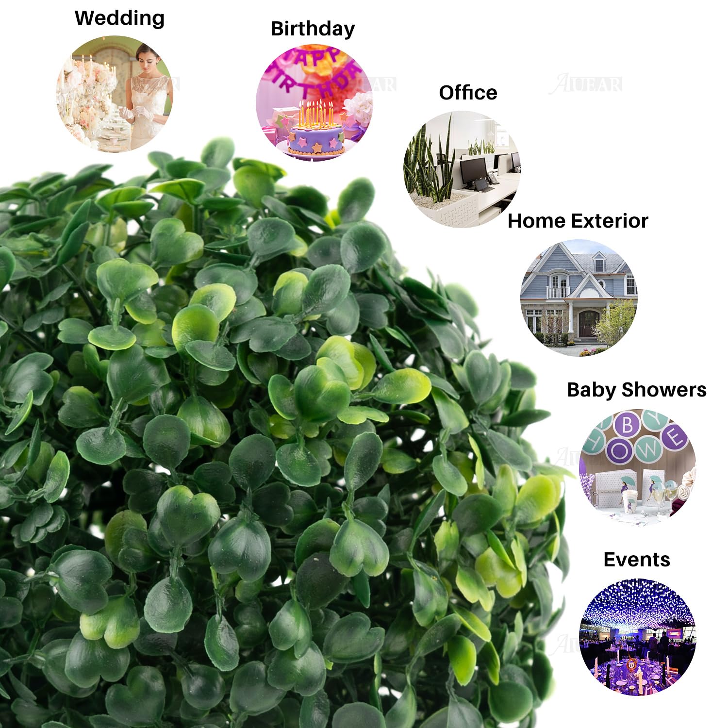AUEAR, Artificial Boxwood Topiary Plant Balls Decorative for Table Decoration Garden Wedding Decor (7 Inch Diameter, 2 Pack)