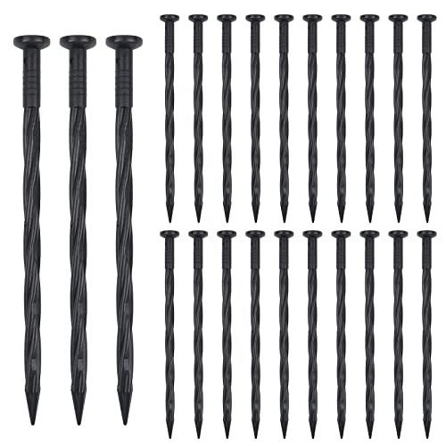 craftshou 118 Pieces 8 Inch Landscape Edging Stakes Plastic Edging Nails Garden Spiral Nylon Anchoring Spikes for Holding Garden Edging Border,Artificial Turf,Landscape Fabric,Tents and Rain Tarps