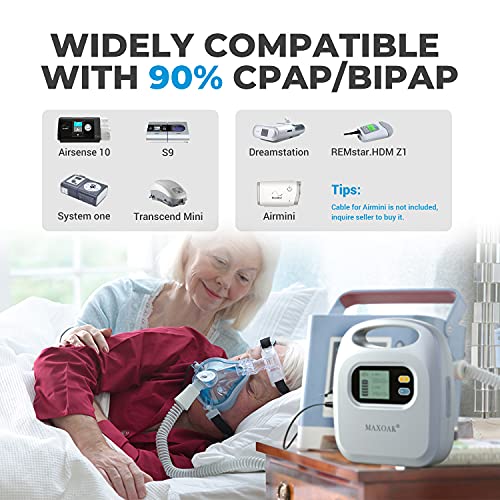 MAXOAK CPAP Battery Backup CPAP Power Bank Compatible with Airsense 10/Airsense 11/Airmini/Aircurve 10/S9/Dreamstation/System one Z1 Mini Travel Camping Emergency Power DC12/15/24V&USB5V