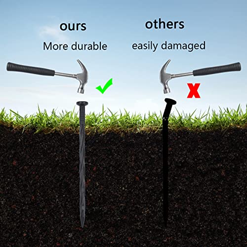 craftshou 118 Pieces 8 Inch Landscape Edging Stakes Plastic Edging Nails Garden Spiral Nylon Anchoring Spikes for Holding Garden Edging Border,Artificial Turf,Landscape Fabric,Tents and Rain Tarps