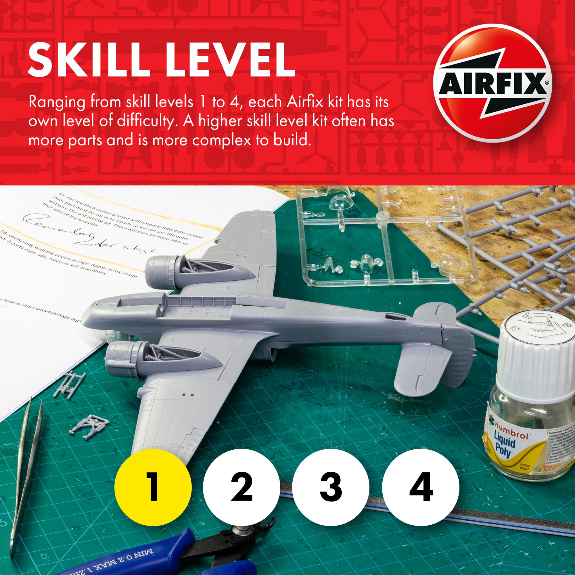 Airfix Model Airplane Kit Starter Set - A55010 Lockheed Martin F-35B Lightning II, Plastic Plane Model Kits for Adults & Kids 14+, Skill Level 1, 1:72 Scale WW2 Military Aircraft Models