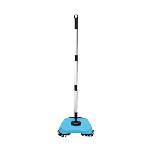 Multi-purpose Hand Push Sweeper, Dry Sweep & Wet Drag Two in One Sweeper, Home Office Sweeping Mopping Machine,Floor Sweeper with 2 Corner Edge Brushes 1Pcs (Sky Bule)