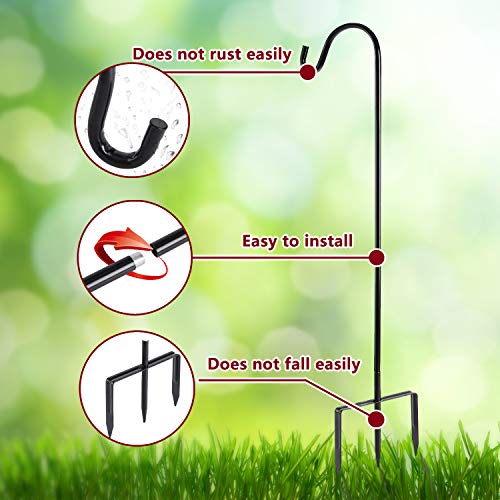 EXCMARK Shepherd Hook 32 inch 1/2 inch Thick Use at Weddings, Hanging Solar Lights, Lanterns, Bird Feeders, Metal Hanger Hook (Black,32inch)