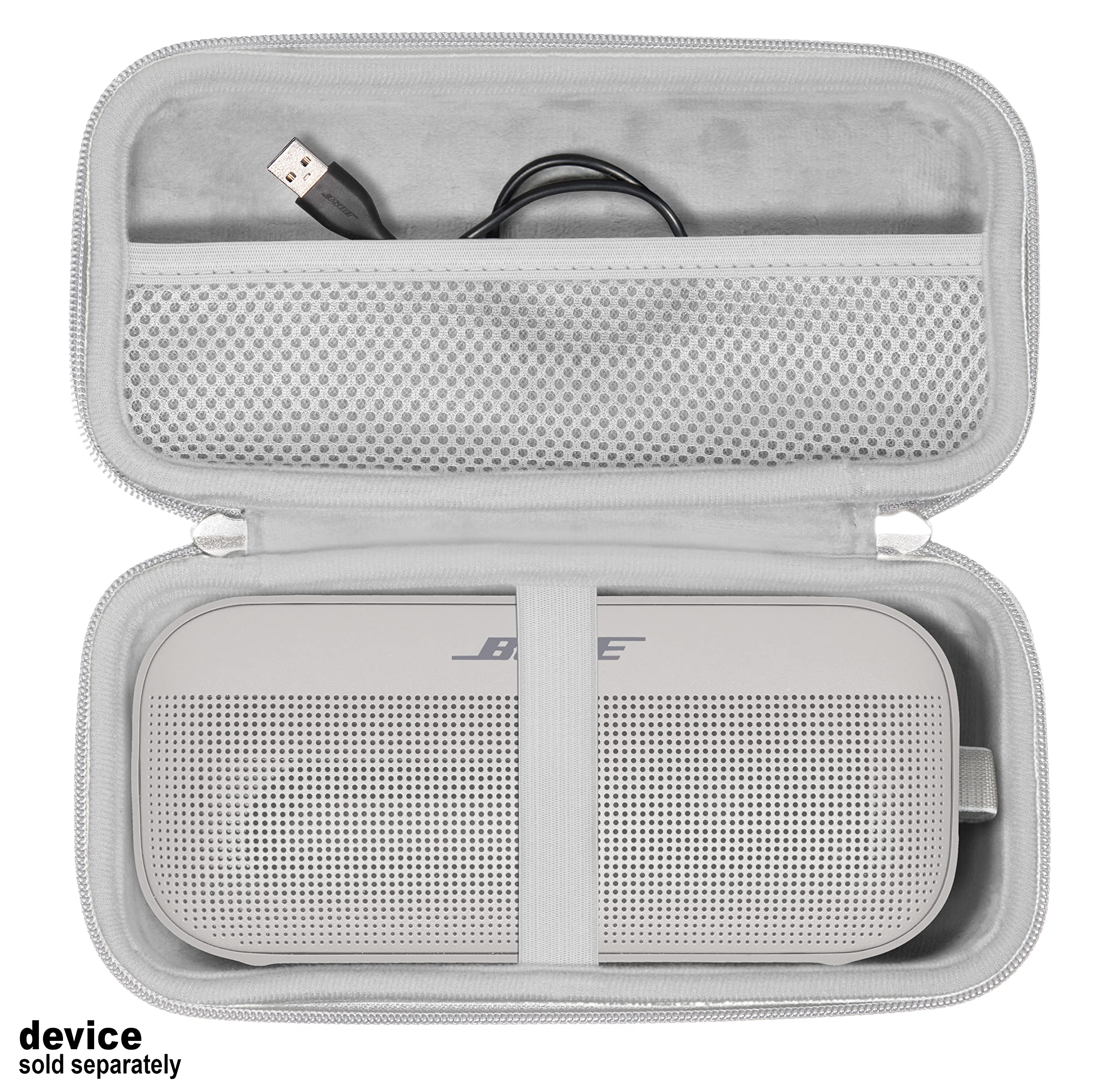 GETGEAR Case for Bose SoundLink Flex Bluetooth Portable Speaker by getgear, mesh Pocket for Charger Cord, Detachable Wrist Strap (Sand)