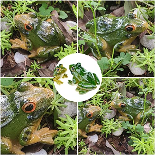 4 Pieces Miniature Frog Statue, Outdoor Garden Frog Figurines Decoration, Mini Cute Frog Figures for Patio Yard Micro Landscape Fairy Garden Ornaments