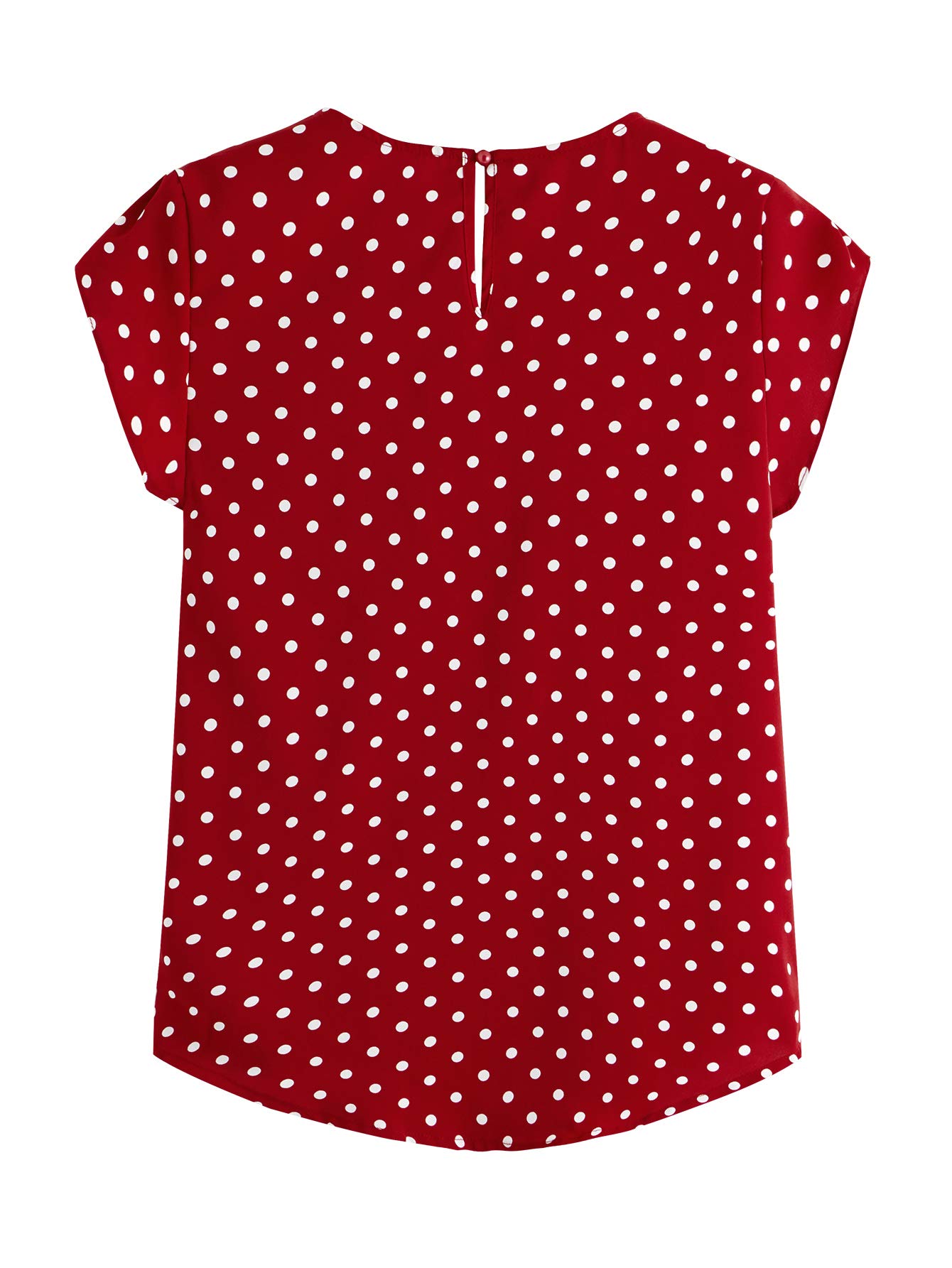 Milumia Women's Elegant Polka Dots Print Cap Sleeve Keyhole Back Work Blouse Top Red Medium