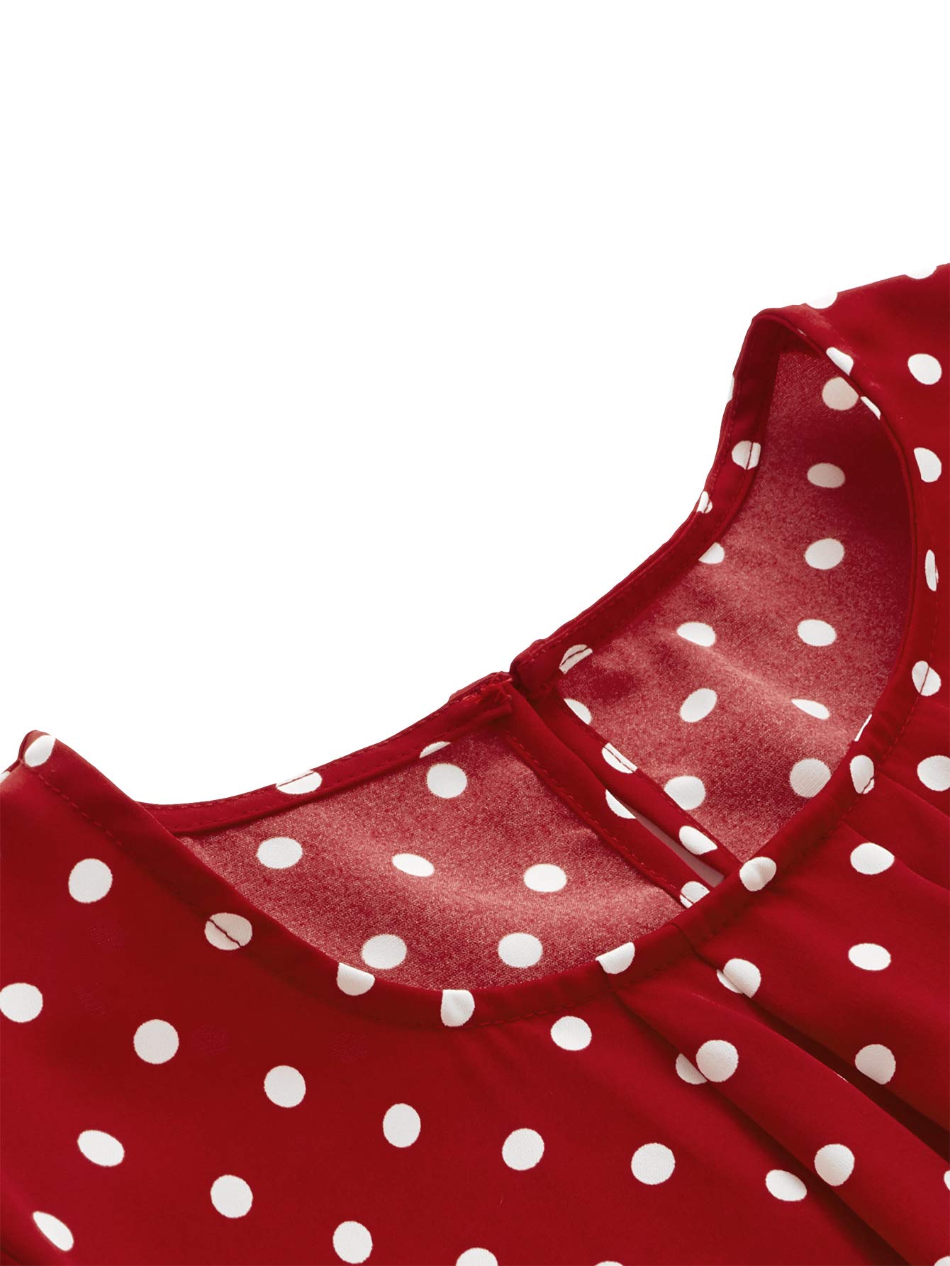 Milumia Women's Elegant Polka Dots Print Cap Sleeve Keyhole Back Work Blouse Top Red Medium