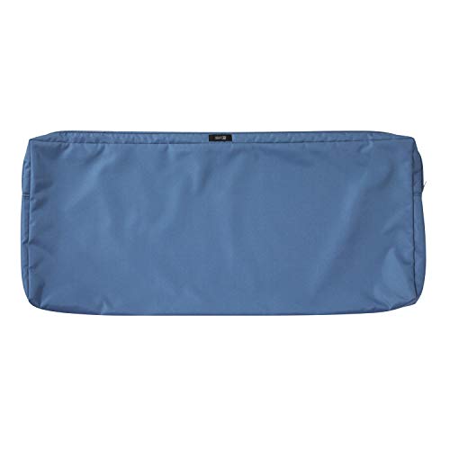 Classic Accessories Ravenna Water-Resistant 48 x 18 x 3 Inch Outdoor Bench/Settee Cushion Slip Cover, Patio Furniture Swing Cushion Cover, Empire Blue, Patio Furniture Cushion Covers