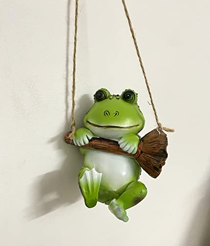 SHUT Frog Garden Statues Outdoor Decor Outside Swing Frog Figurines for for Patio Yard Lawn Porch Ornament Gift