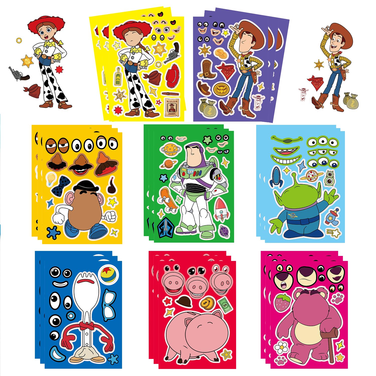 Toy Inspired Make a face Stickers,Make You Own Stickers DIY Cartoon Stickers for Party Decoration Party Supplies Birthday Gift Laptop Luggage Notebook Stickers(24 PCS)