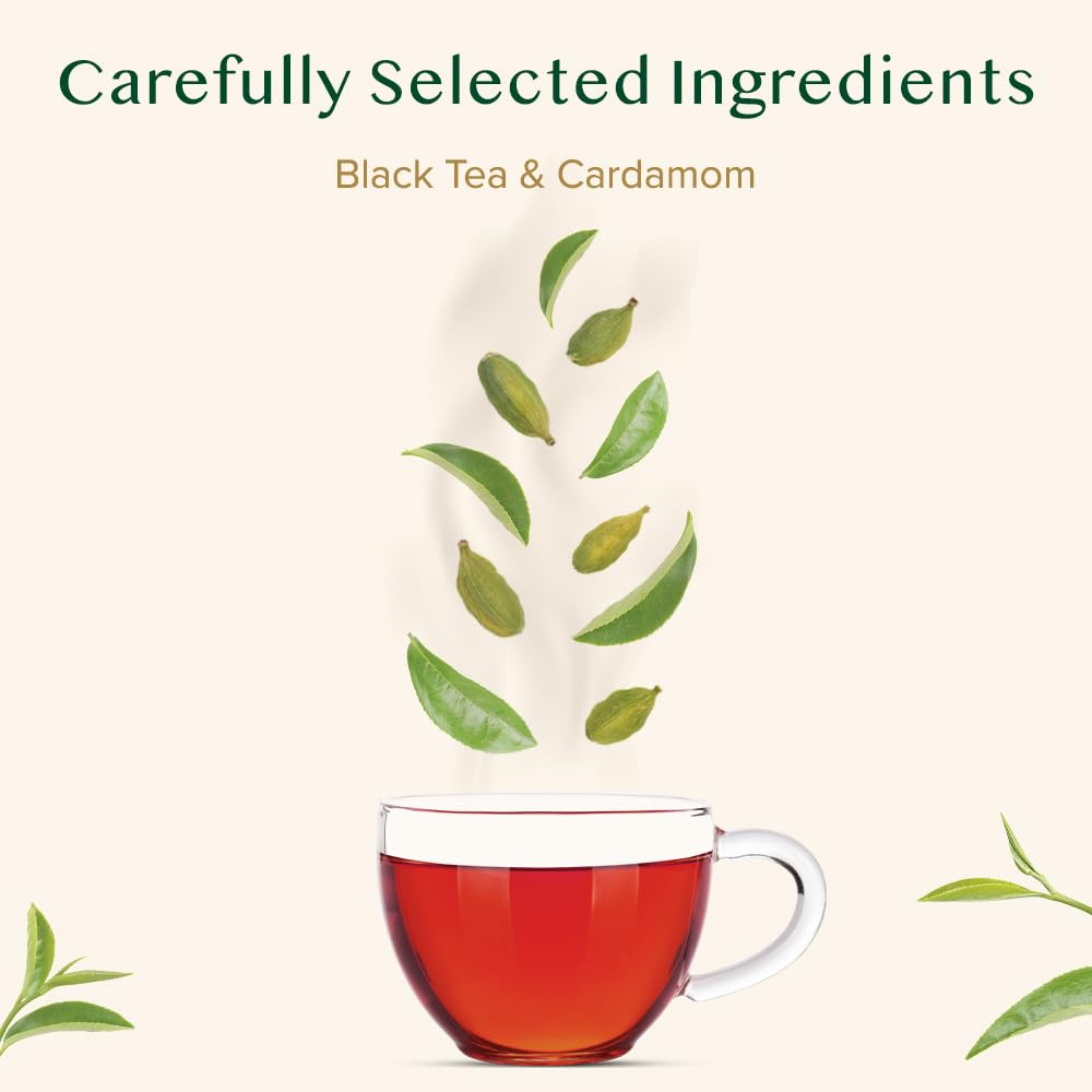 VAHDAM, Cardamom Masala Chai Tea Bags (30 Count) Non GMO, Gluten Free, No Artificial Flavor | Blended w/Exotic Spices | Chai Tea | Resealable Ziplock Pouch | Individually Wrapped