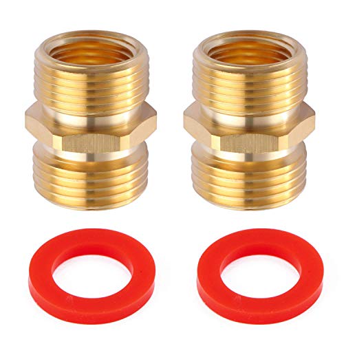 LitOrange (2 Pack Lead-Free Brass Garden Hose to Pipe NPT Fitting Connect, Green Thumb Quick Swivel Connector Adapter,Double Male Thread Size GHT 3/4" x 3/4 NPT Male Inch or 1/2" NPT Female