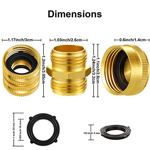 Tatuo 6 Pack Garden Hose Connector Adapter, Male to Male, Female to Female, Hose End Cap, 3/4 Inch Connector Extra 10 Pack Washers