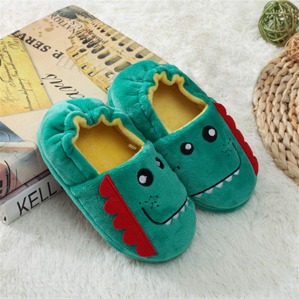 Csfry Toddler Boys Dinosaur Slippers Cartoon Warm Home Shoes US11-12