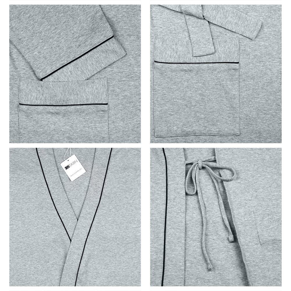 U2SKIIN Mens Cotton Robe Lightweight Knit Bathrobe(Grey, 2XP/3XP)