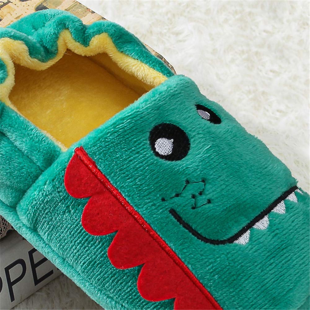 Csfry Toddler Boys Dinosaur Slippers Cartoon Warm Home Shoes US11-12