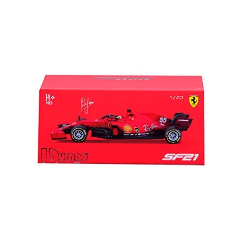 Bburago B18-36828S 1:43 F1 2021 Ferrari SF21 with Helmet SAINZ, Assorted Colours