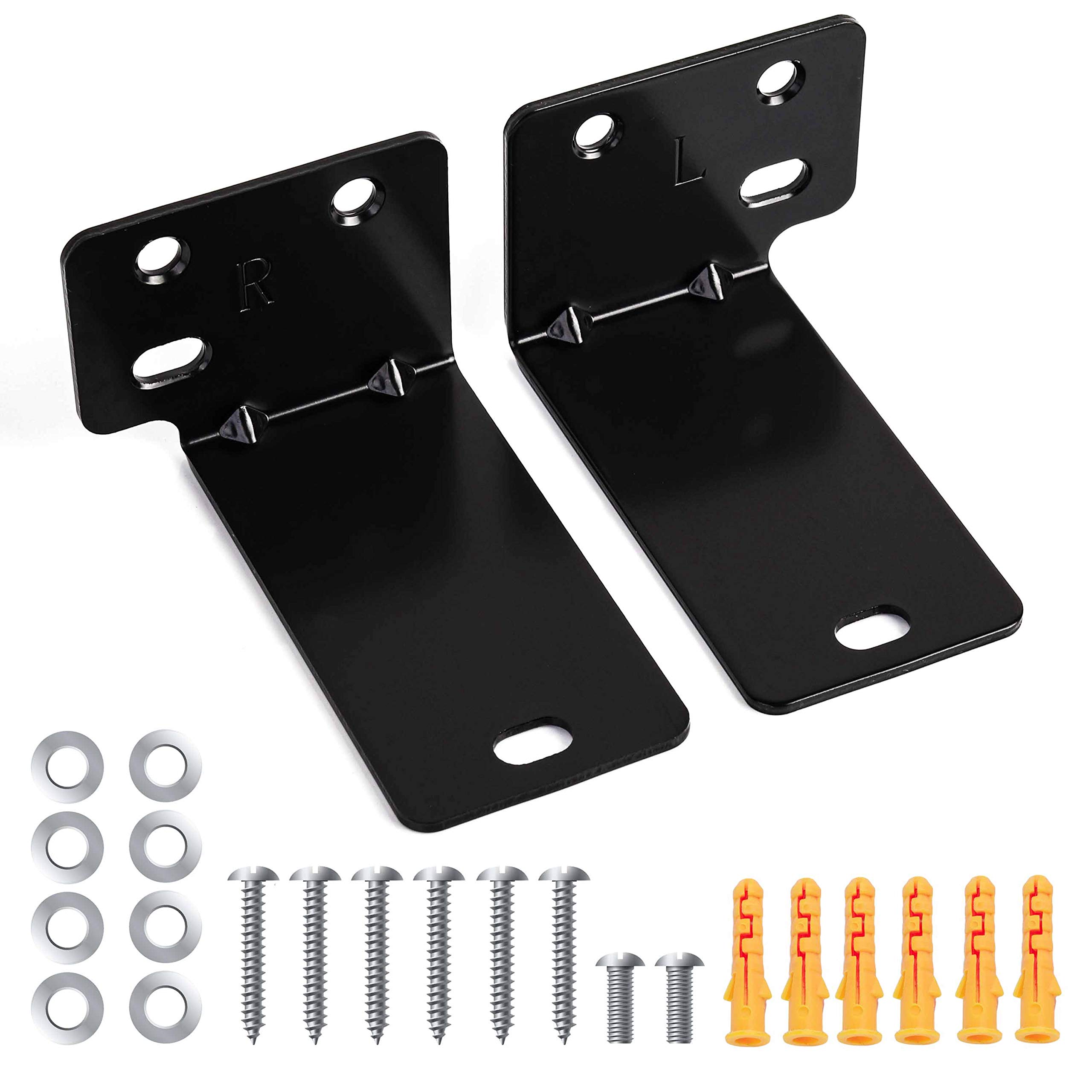 Haioulun Universal Soundbar Wall Mount Kit, Sound Bar Wall Mount Bracket Compatible Samsung, LG, Sony, Bose and Most of Soundbars, Wall Mount Shelf Mounting Brackets-Black