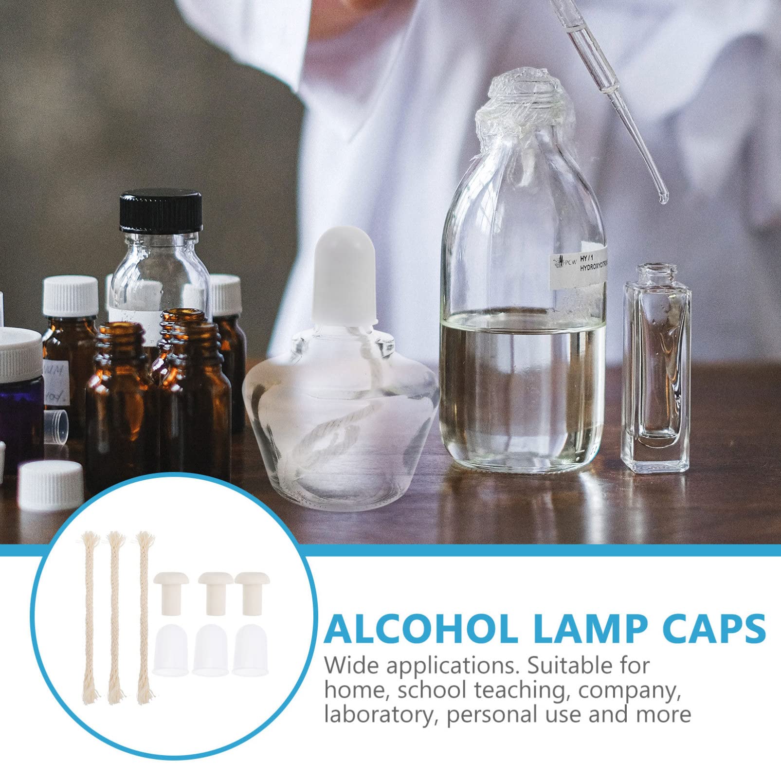 18pcs Lamp Accessories Wick Ceramic Holder Tiki Torch Wicks Oil Lantern Caps Burner Kit Tiki Torch Wick Replacement Tiki Wick Rope Plastic Cap Lamps