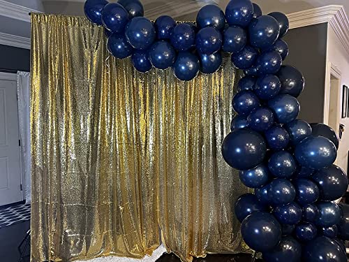 WISPET Gold Sequin Backdrop Curtains 2 Panels 4FTx8FT Glitter Gold Photo Backdrop Drapes Party Wedding Baby Shower Curtain Sparkle Photography Background