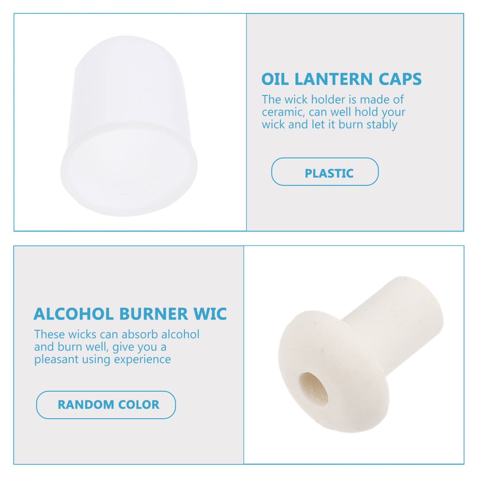 18pcs Lamp Accessories Wick Ceramic Holder Tiki Torch Wicks Oil Lantern Caps Burner Kit Tiki Torch Wick Replacement Tiki Wick Rope Plastic Cap Lamps