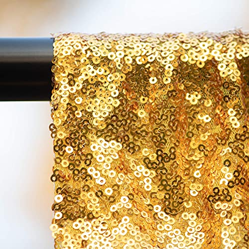 WISPET Gold Sequin Backdrop Curtains 2 Panels 4FTx8FT Glitter Gold Photo Backdrop Drapes Party Wedding Baby Shower Curtain Sparkle Photography Background