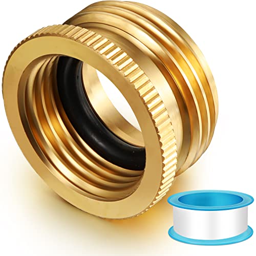 Solid Brass Garden Hose Adapter, 3/4" NPT Male Connector x 1âGHT Female Garden Hose, 1 Inch Male Pipe Fittings Thread to 1.3 Inch Female Garden Hose Thread, with Rubber Gasket and Sealant Tape