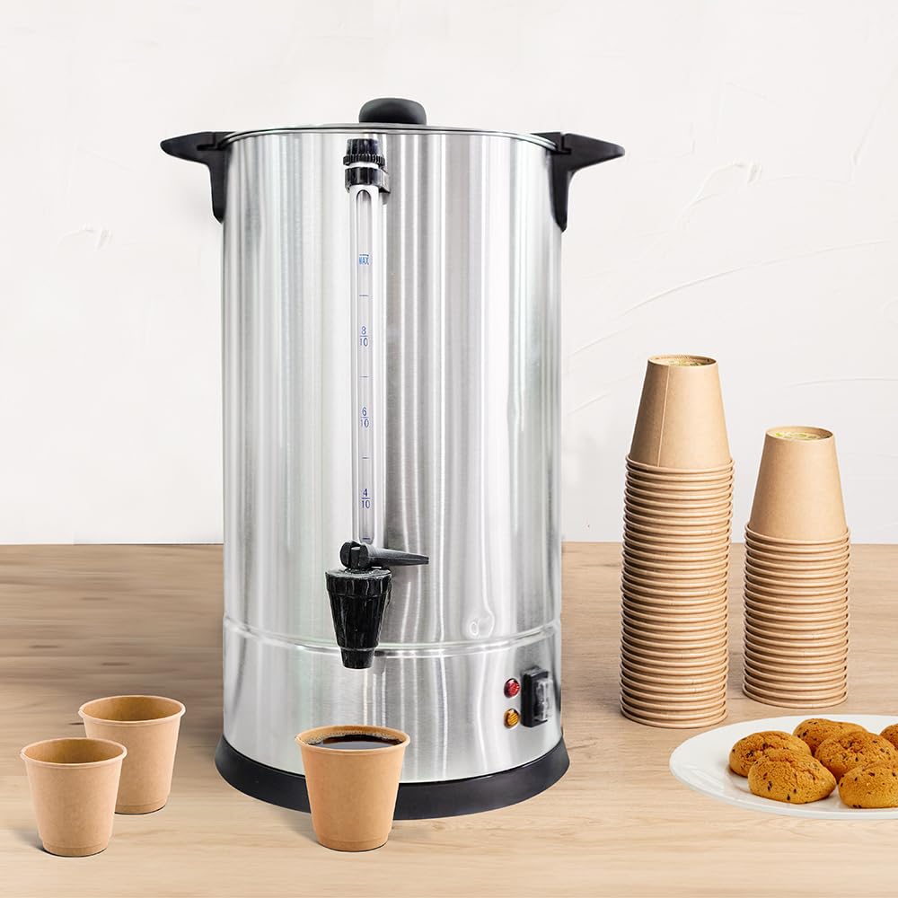 Restaurantware-110 Cup Coffee Urn, 1 Double Wall Hot Beverage Dispenser - Quick Brewing, For Home Or Commercial Use, Stainless Steel Coffee Dispenser, Equipped With Water Gauge and Safety Mechanism,