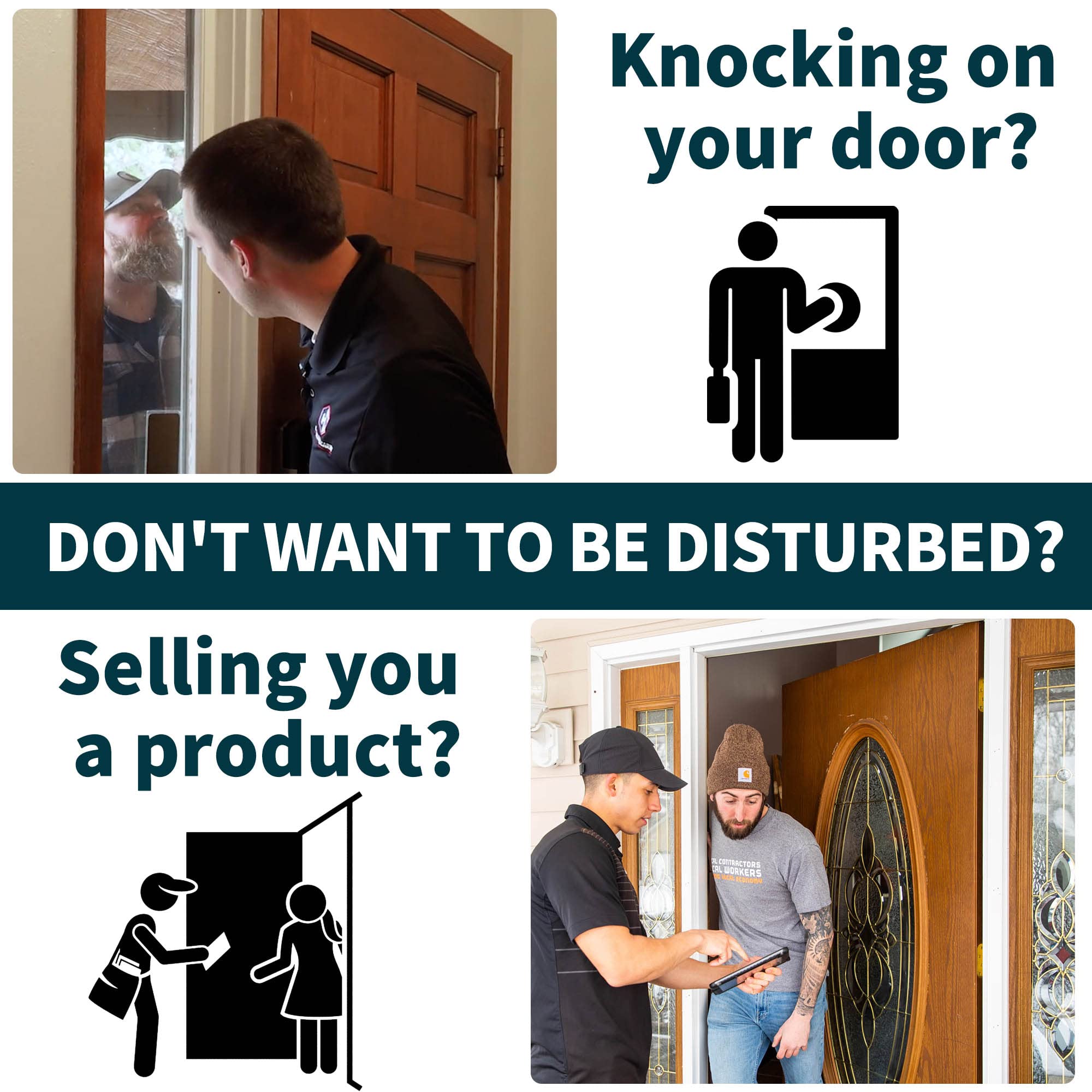 2 Pack No Soliciting Sign for House — Keep Solicitors Away, with Strong Adhesive Tape for Any Surface, 8.2 × 2.4 Inch, Stylish & Prominent Design, Perfect for Home Office Front Doors, Walls, Windows