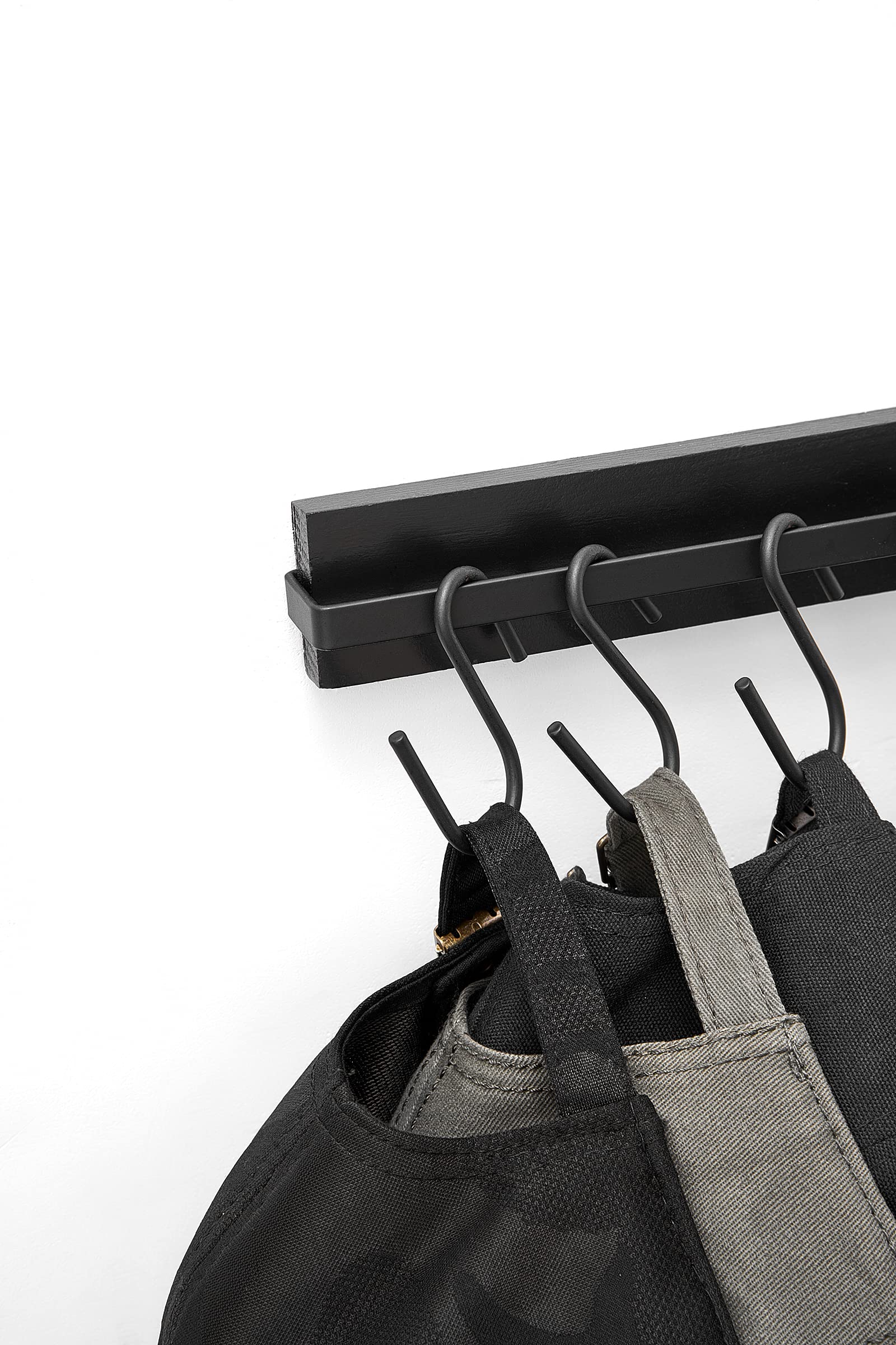 Mkono Hat Rack for Wall Wooden Baseball Caps Organizer with 20 Hooks Rustic Cowboy Hat Hanger Wall Mounted Caps Display Rack for Closet Bedroom Entryway, Set of 2, Black