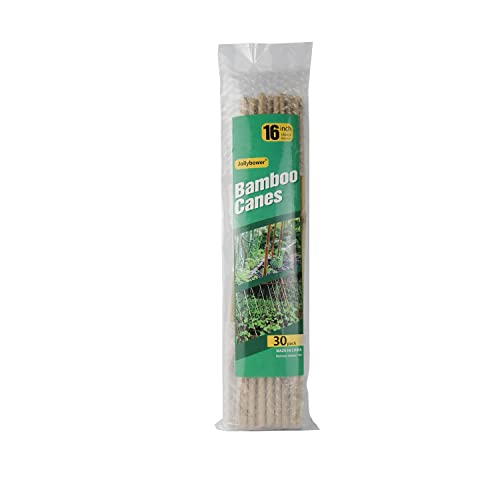Jollybower 16 in Bamboo Stakes, Plant Stakes, Natural Garden Stakes for Tomato, Bean, Flowers,Trees Potted and Climbing Plant Support-Pack of 30 Bamboo Stick, Diameter of 1/4β
