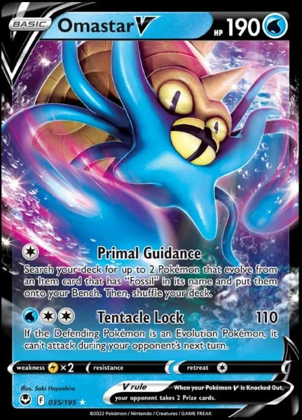Omastar V 035/195- Silver Tempest - Pokemon Ultra Rare Card - Holo Foil